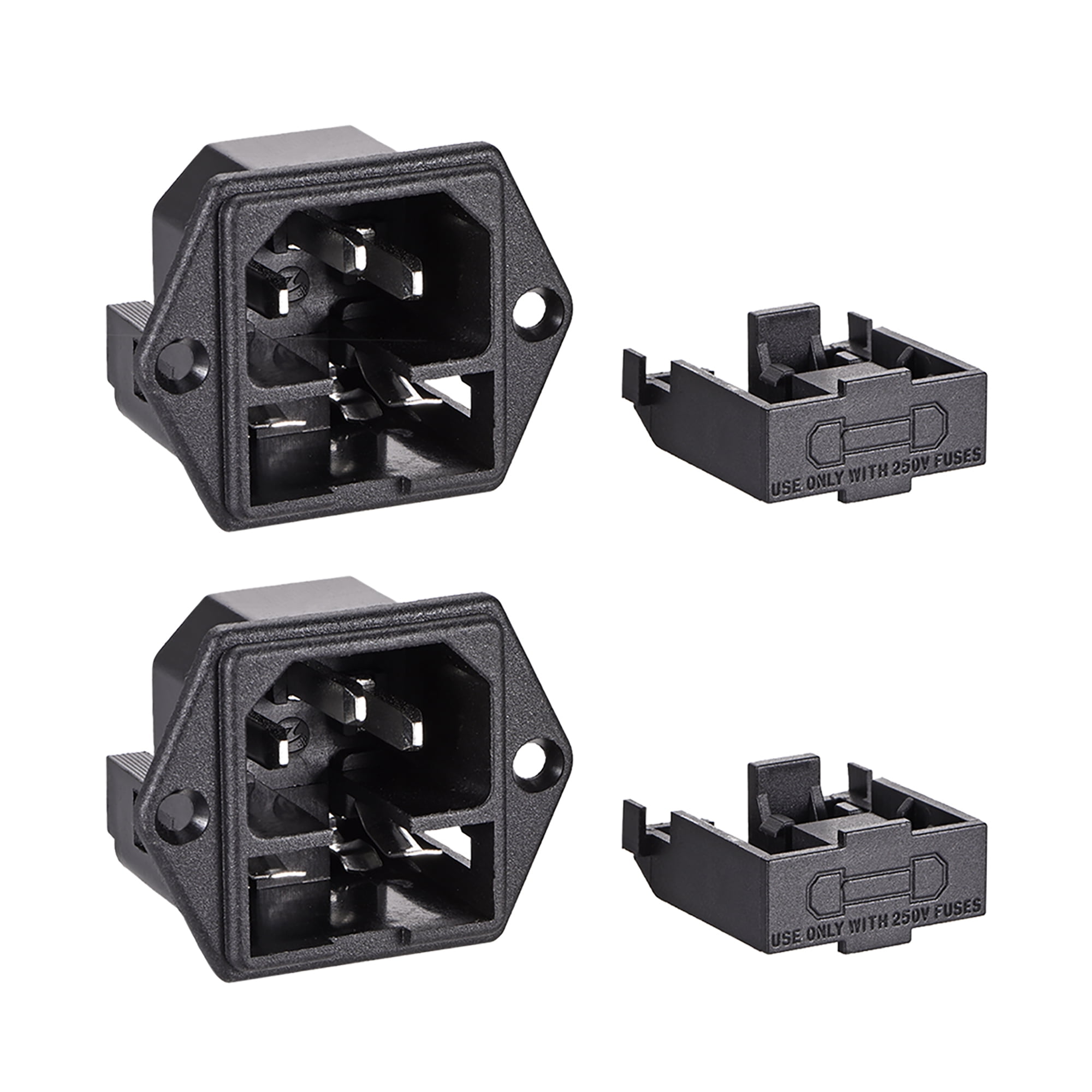 Panel Mount Plug Adapter 250V AC 10A C14 3 Pins IEC Inlet Module Plug ...