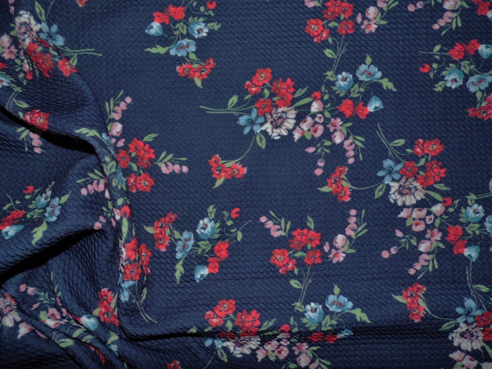 10 Yard Lot Bullet Printed Liverpool Textured Fabric Stretch Navy Red ...