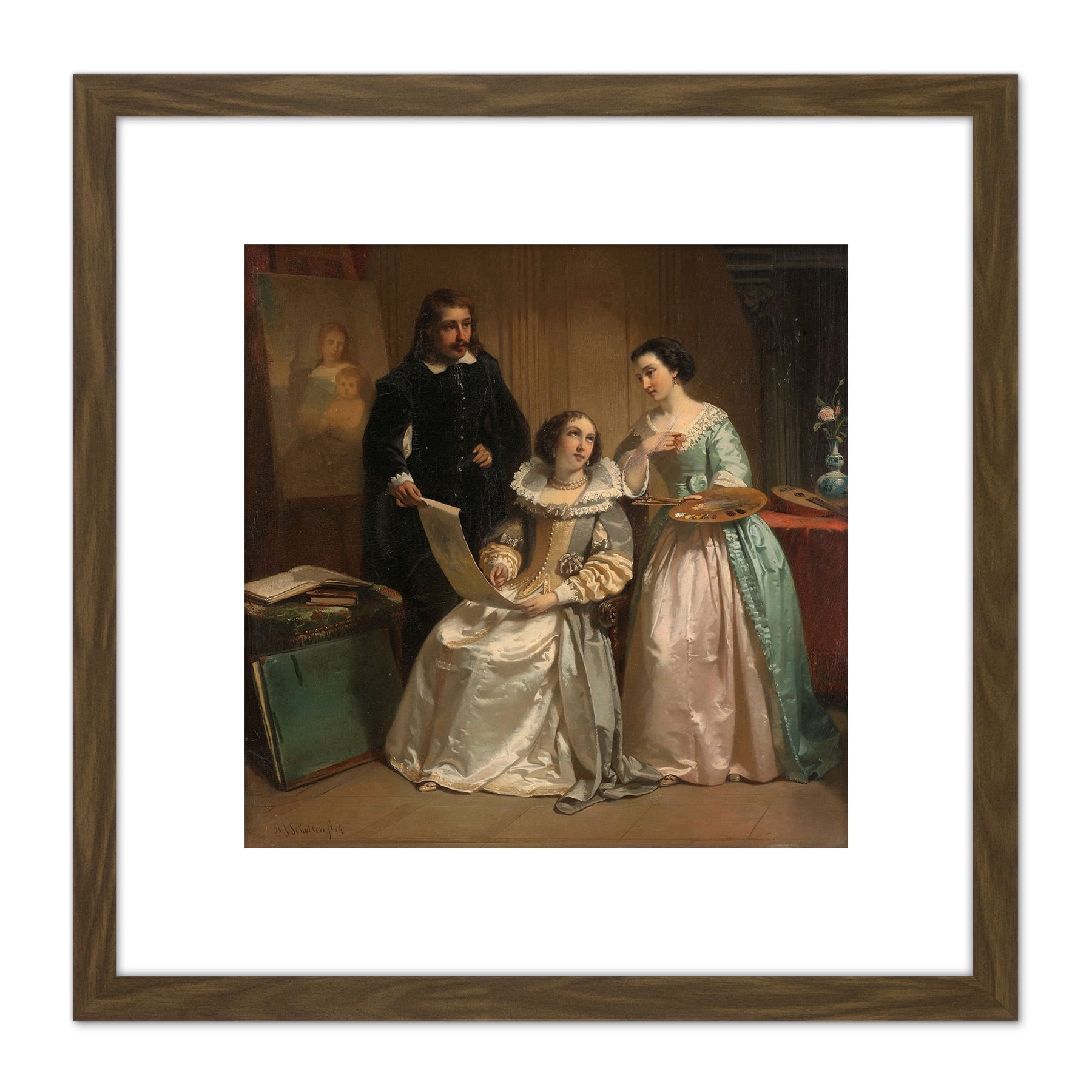 Van Honthorst Showing Drawings Pupil Louise Bohemia 8X8 Inch Square ...