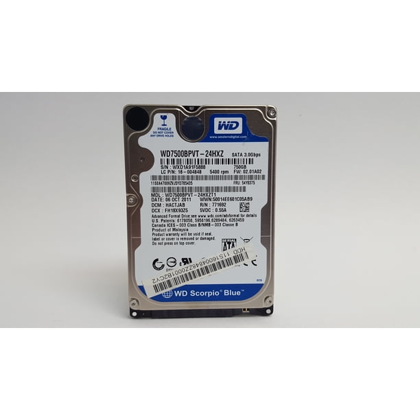 Used Western Digital WD Scorpio Blue WD7500BPVT 750GB 2.5" SATA II Hard ...