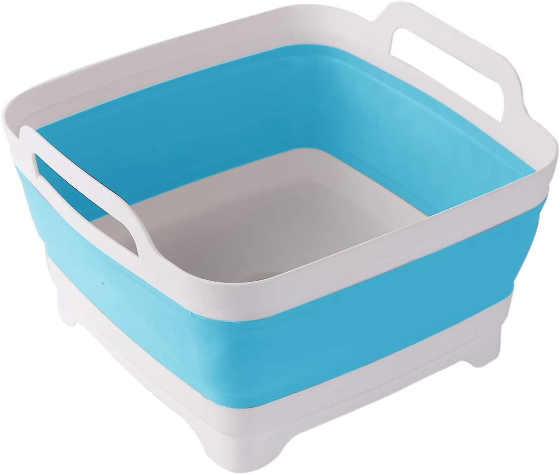 Dish Basin Collapsible with Drain Plug Carry Handles for 9L Large ...