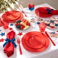 176 Piece Red Heavy Duty Disposable Plastic Plates Dinnerware Set with ...