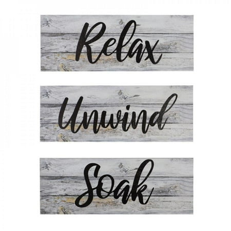 EIMELI 3 Pieces Farmhouse Bathroom Wall Decors Relax Soak Unwind Signs ...