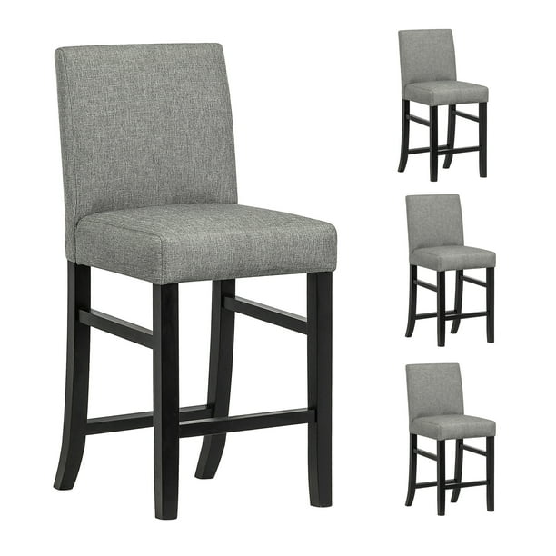 Homy Grigio Gray Fabric Modern Upholstered 24 inch Bar Stools with Full ...