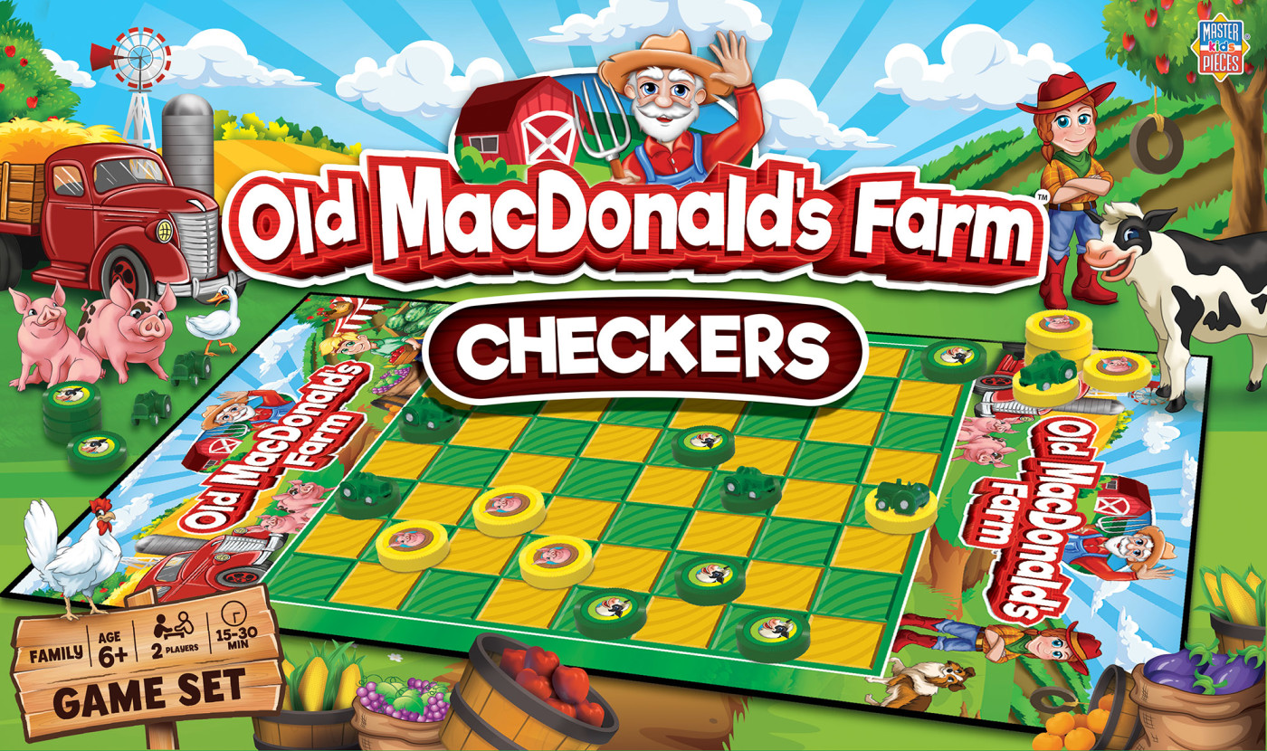 MasterPieces Officially licensed Old MacDonald's Checkers Board Game ...