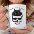 If I Fits I Sits Black Cat Skull Gothic Dark Humor Coffee Mugs ...