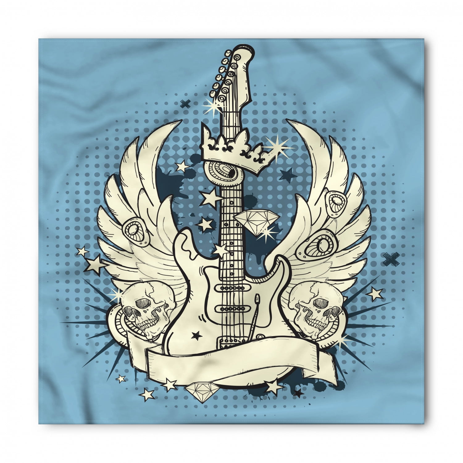 Guitar Bandana, Rock 'n' Roll Retro Grunge, Unisex Head and Neck Tie ...