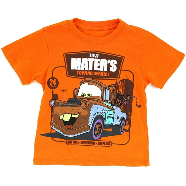 Disney Cars Toddler Short Sleeve Tee (2T, Orange Tow Mater Towing ...