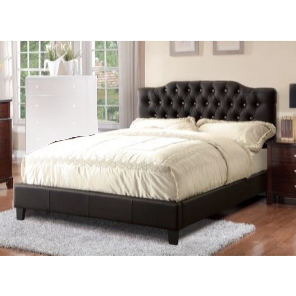 Luxurious Wooden Queen Bed With PU Tufted Head Board, Black - Walmart ...