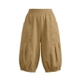 ATOYSOY Elastic Waist Ankle Cuff Linen Combo Jogger Mid-Calf Shorts For ...