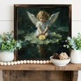 8x8 Inch Framed Wood Wall Art, Square Angelic Child with Wings and ...