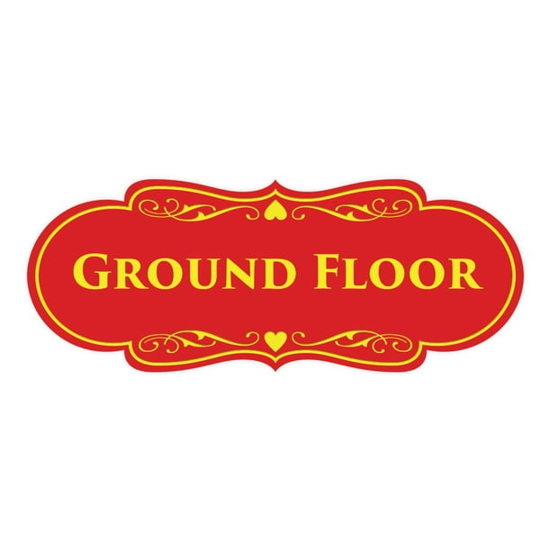 Signs ByLITA Designer Ground Floor Sign (Red/Yellow) - Large - Walmart.com