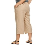 Ellos Women's Linen Blend Drawstring Capris Pants - Walmart.com