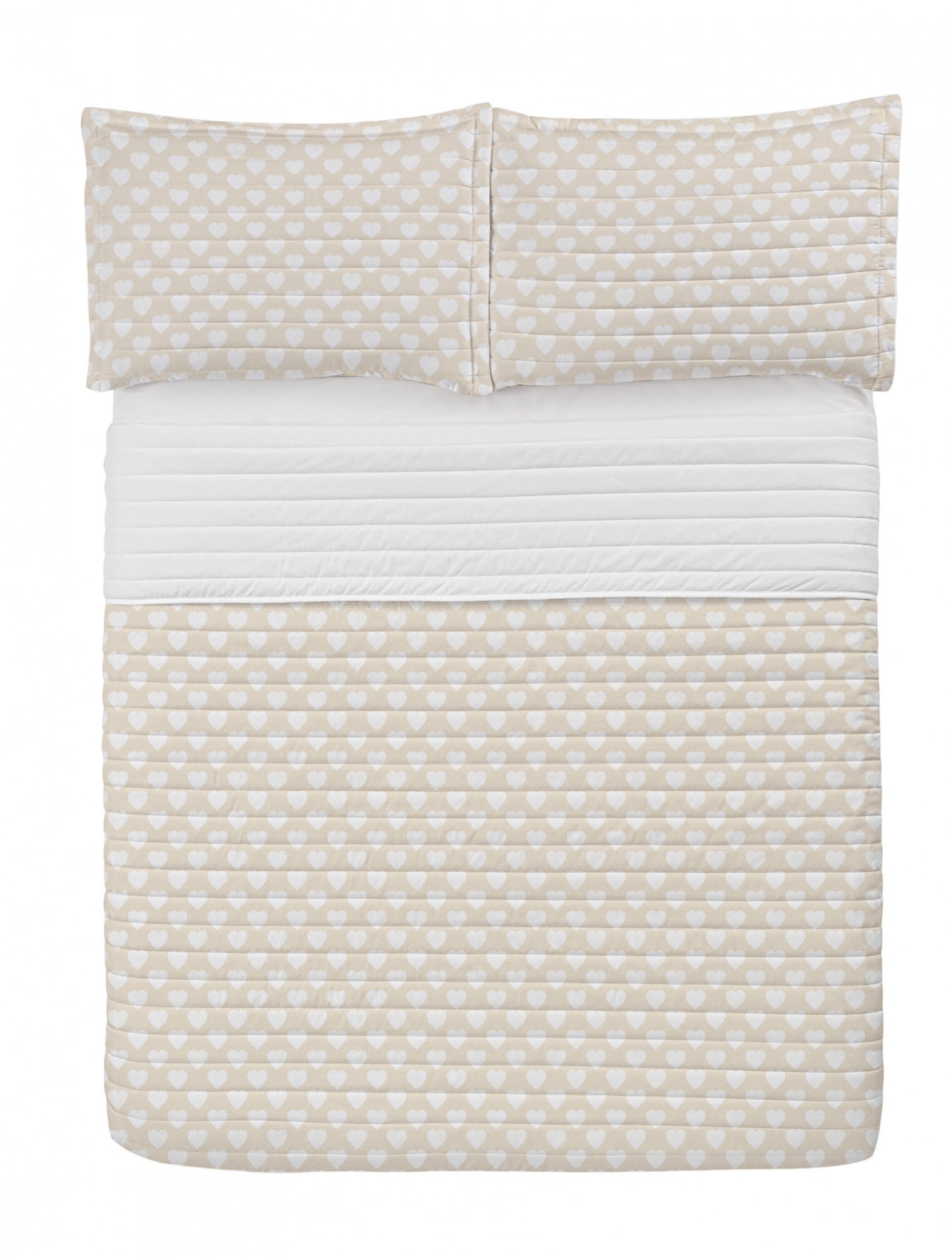 Pastel Microfiber Bedspread Set, Vintage Inspired Love Pattern with ...