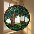 Botanical Flower Design Stained Glass Style Suncatcher – Round Window ...