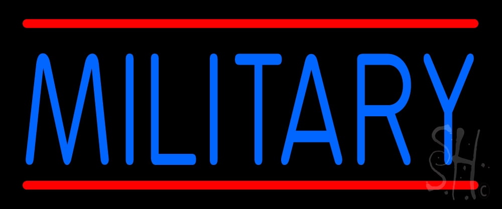 Military LED Neon Sign 10 x 24 - inches, Black Square Cut Acrylic ...