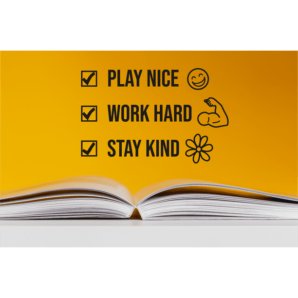 Removable Play Nice Work Hard Stay Kind Inspirational Wall Decal Quotes ...