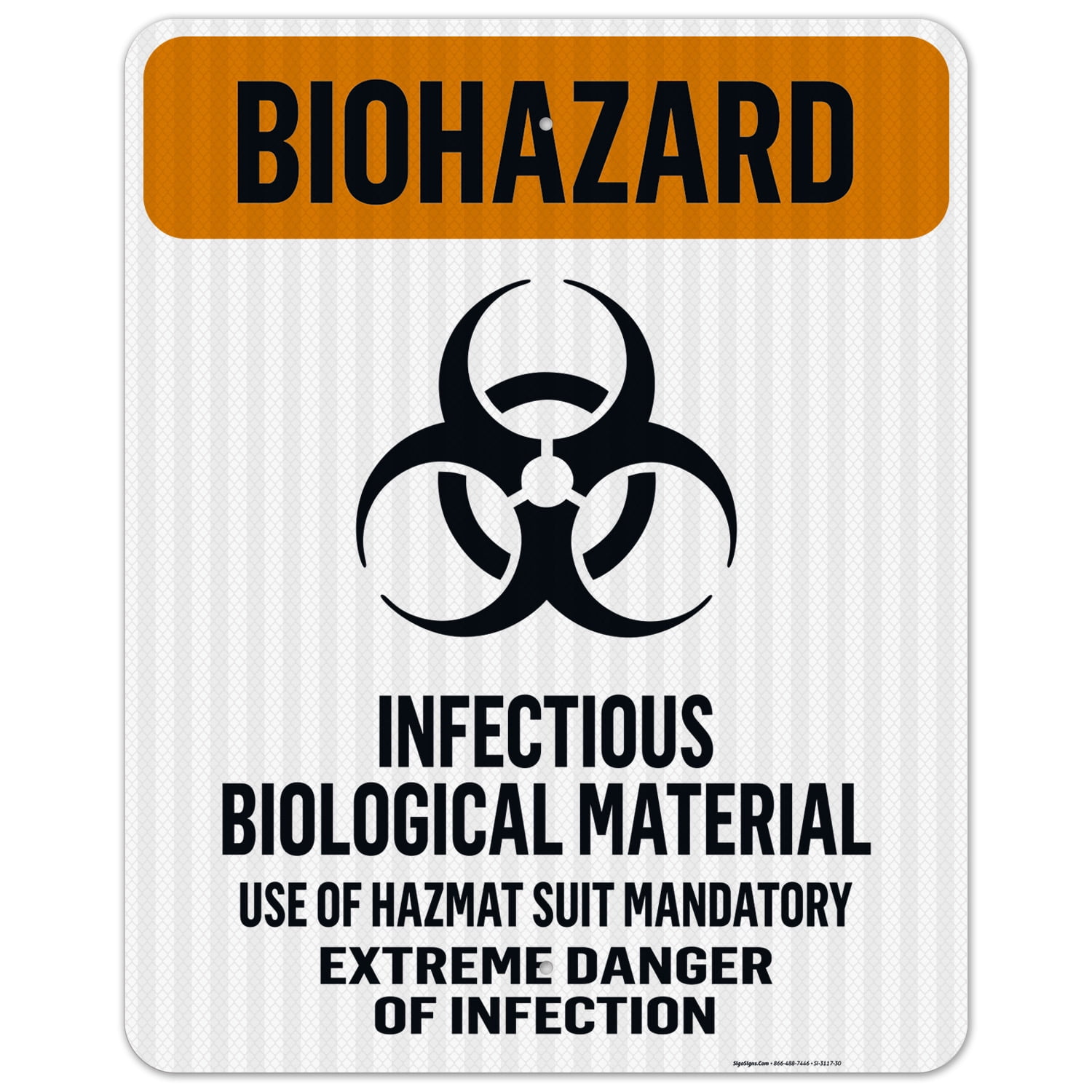 Biohazard Infectious Biological Material Sign, 24x30 Reflective ...