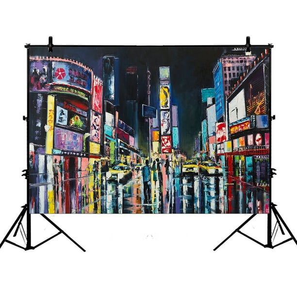 PHFZK 7x5ft Oil Painting Cityscape Backdrops, Night View of New York ...