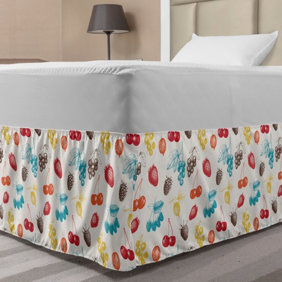 Dragonfly Bed Skirt, Colorful Different Sized Speckled Butterfly and ...