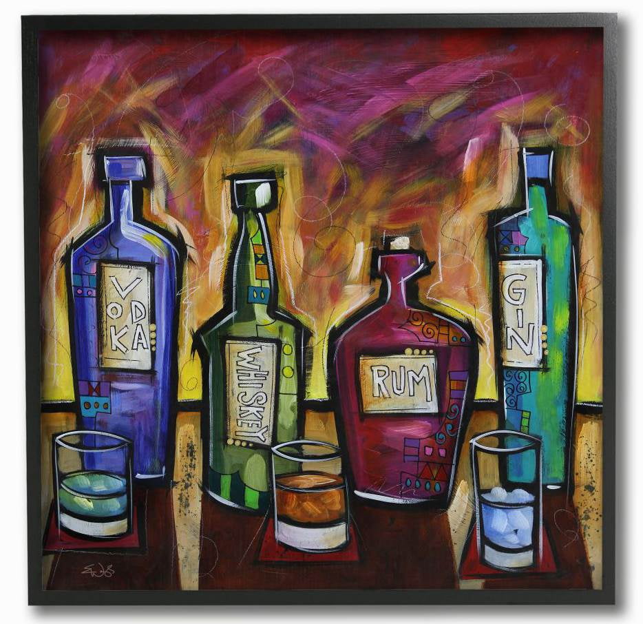 Stupell Industries Alcoholic Drinks Colorful Modern Painting Framed ...