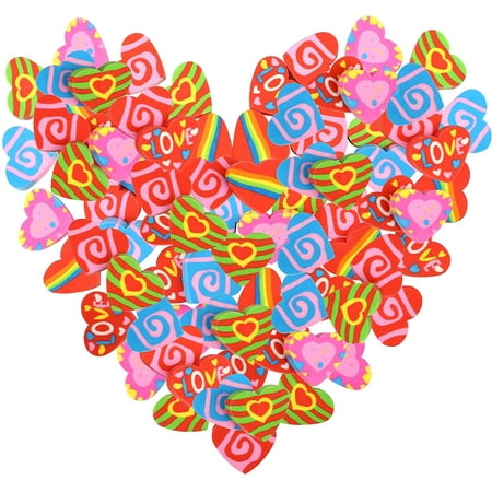 Kesote 42Pcs Mini Erasers Colorful Love Heart Shape Eraser 6 Different ...