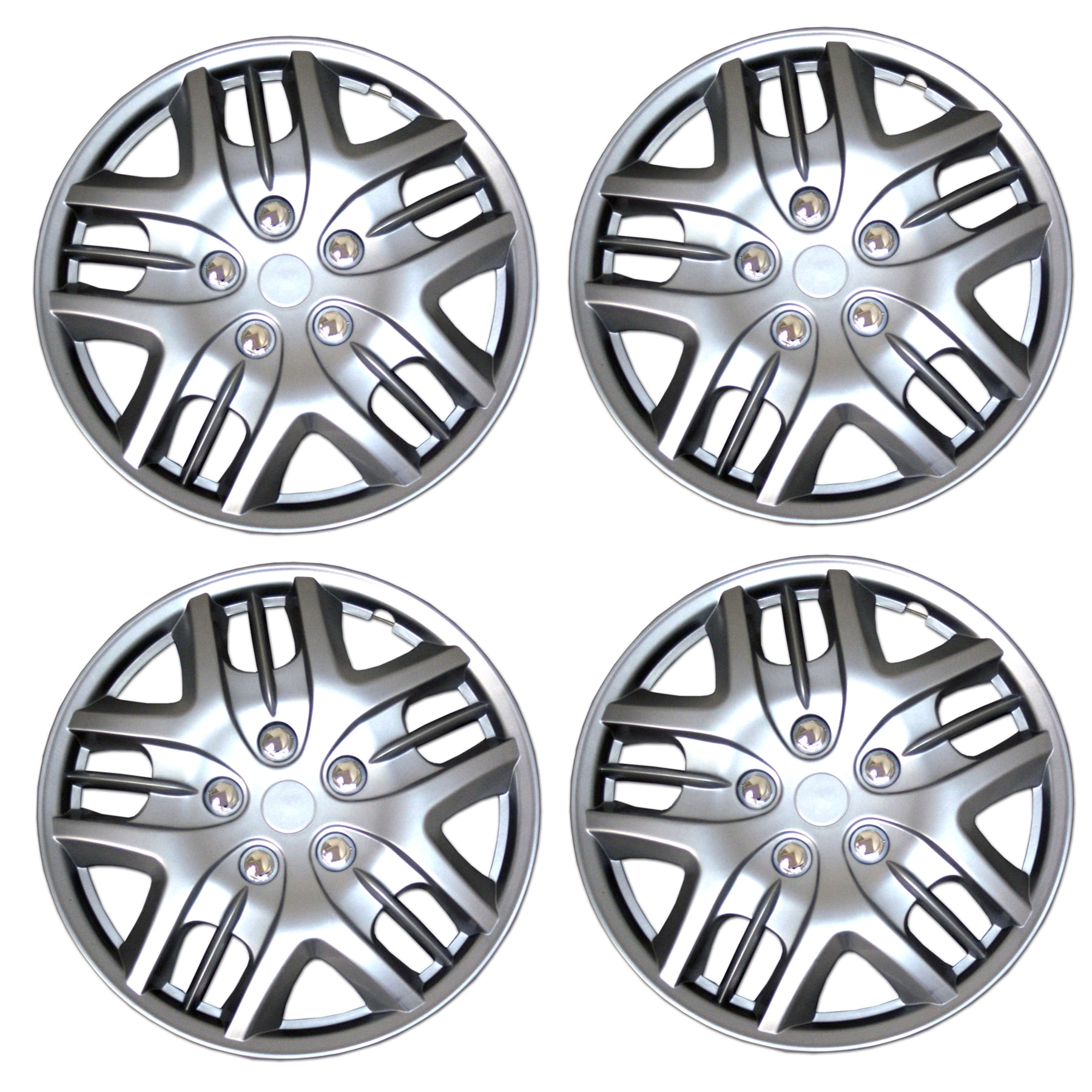 TuningPros WSC3-025S16 Set of 4 Metallic Silver Hubcaps 16" - Hub Caps ...
