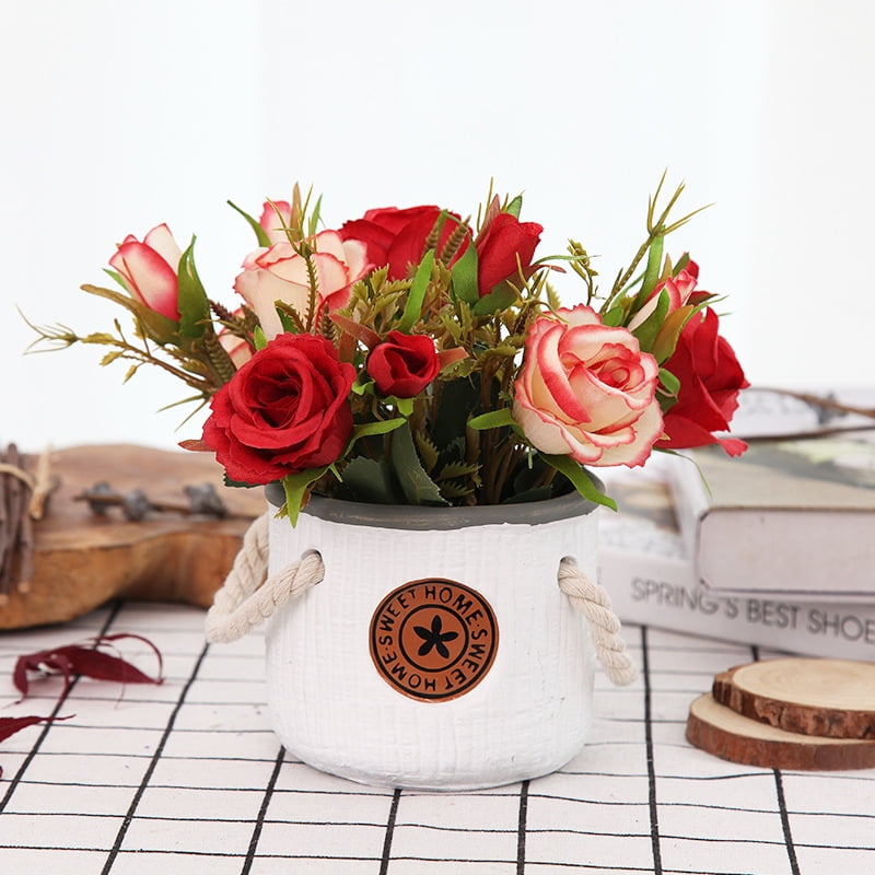 Flowers Home & Living 10 cm 3.9'' diameter bold roses 3 Pieces Silk ...