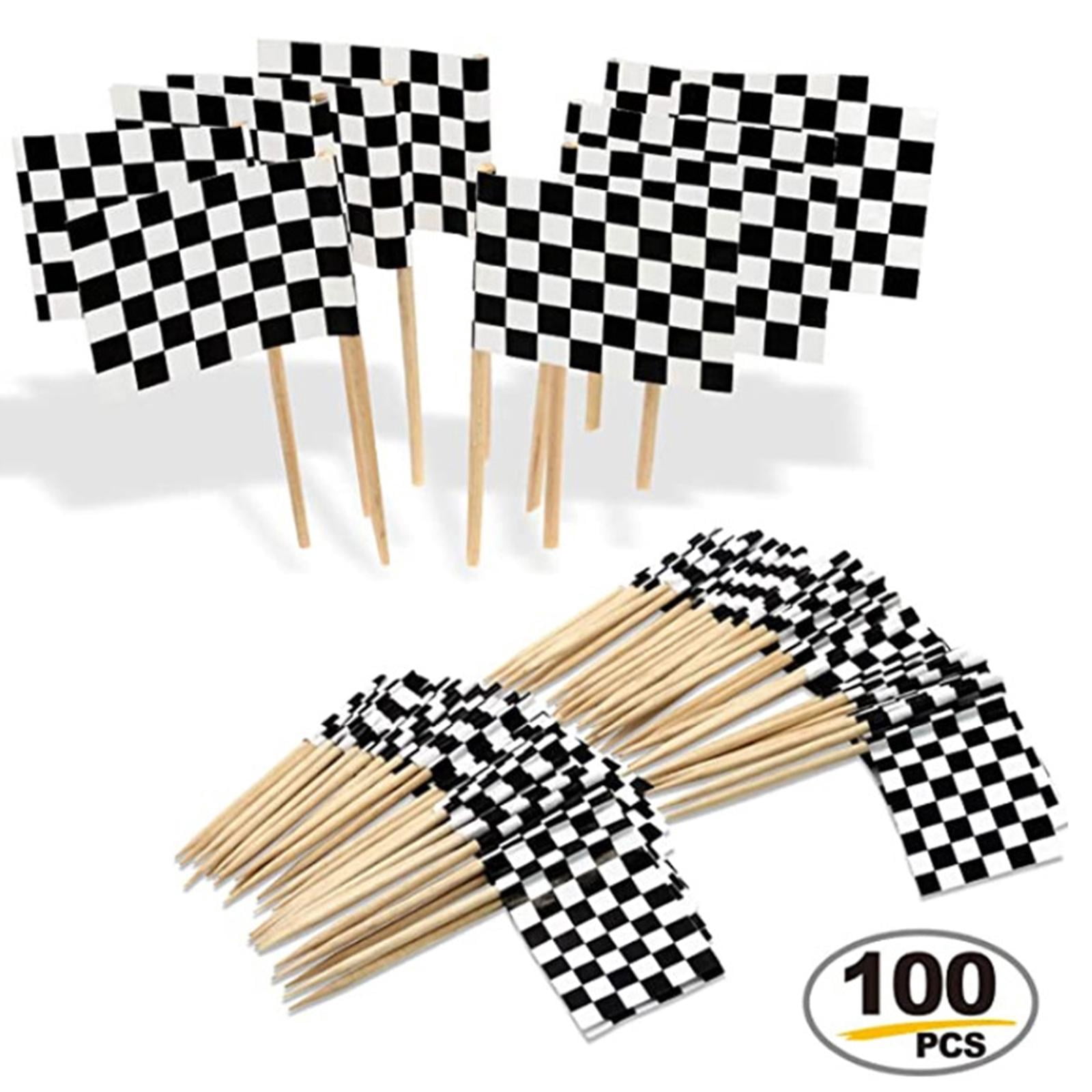100Pcs Portable Checkered Black and White Racing Flag Hand Waving Race ...