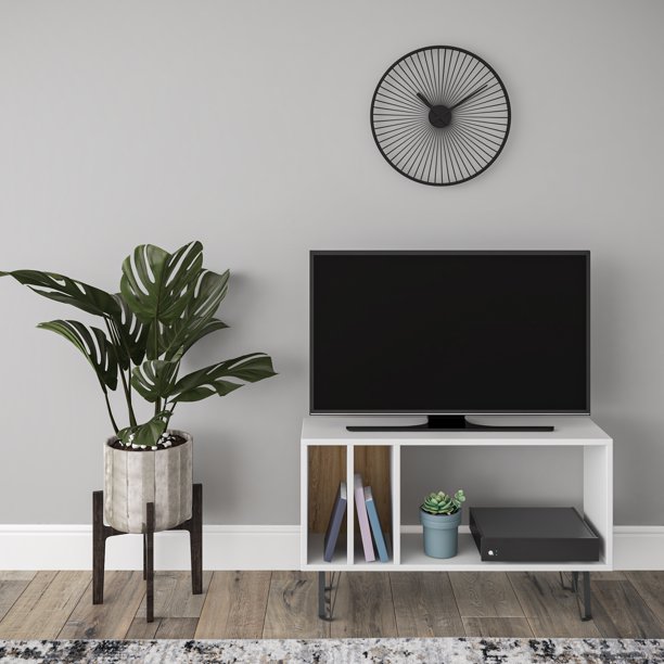 Ada Home Décor 1 Tier Open Shelf TV Stand for TVs up to 43", White Oak ...