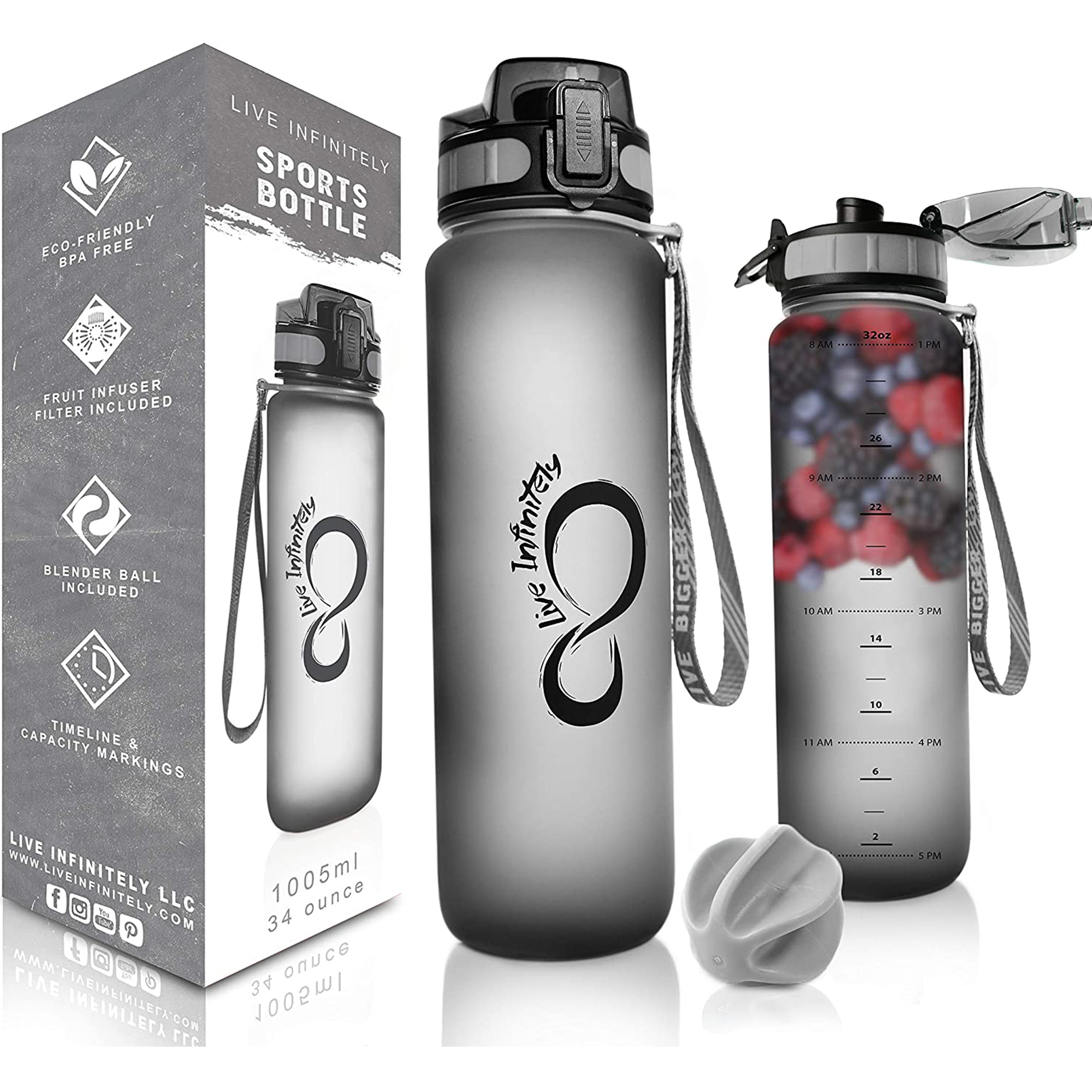Bubba Flo Kids 16 oz Aqua and Gray Plastic Water Bottle with Wide Mouth ...
