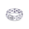AFFY Round Simulated Amethyst Hollowing Flower Ring for Women 14K White ...