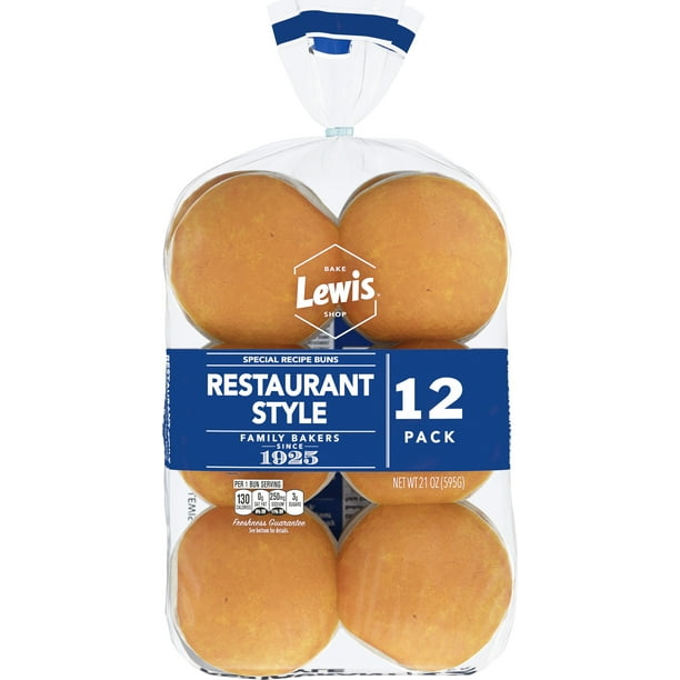 Lewis Bake Shop White Restaurant Style Buns, 21 oz, 12 Count - Walmart.com