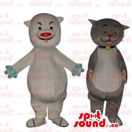 Various White And Grey Cute Cartoon Cat Plush Couple SPOTSOUND Mascots ...