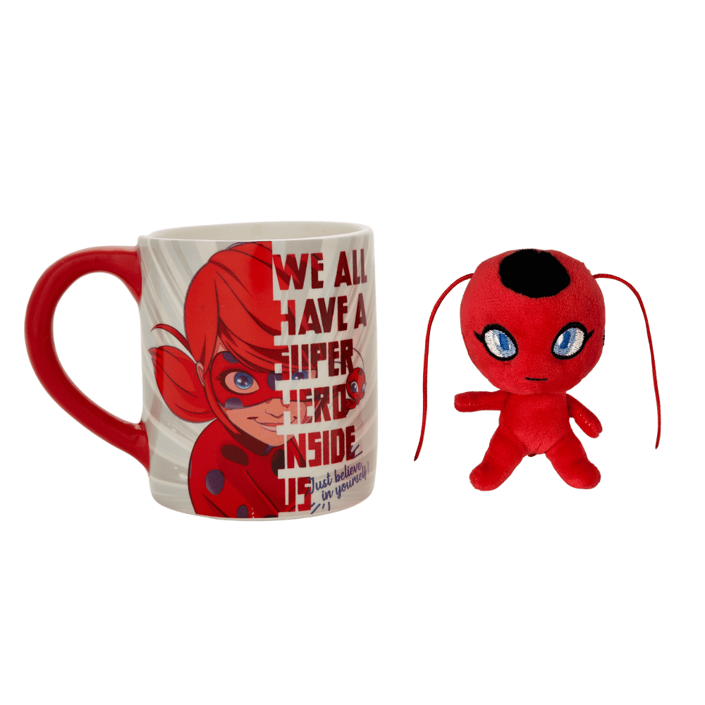 Miraculous Ladybug Mug Gift Set with Tikki Plush Keychain Toy, 12 oz ...