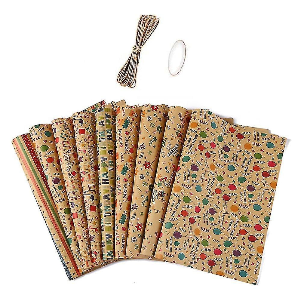 6 Pcs Wrapping Paper Sheets,birthday Wrapping Paper Set Festival Gift ...