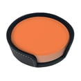6-Piece Set Of Round Coasters Water-Resistant Leather Double-Sided Non ...