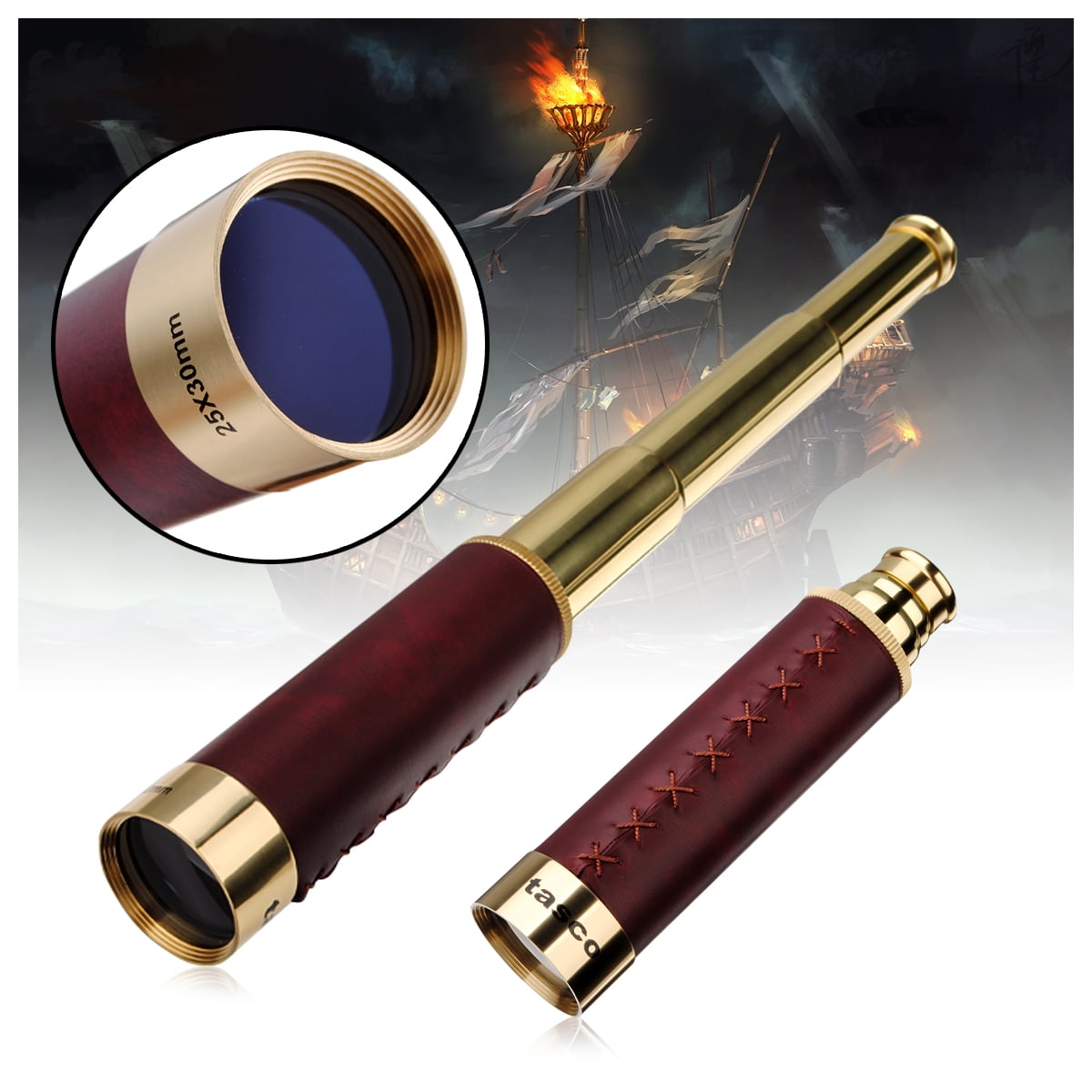 25X 30mm Nautical Spyglass Maritime Pirate Captain Telescope Monoscope ...