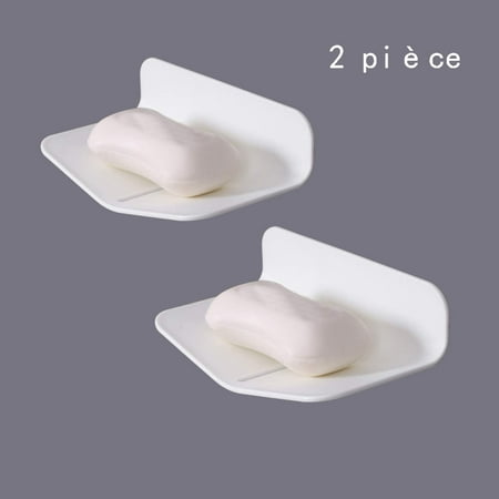2 Piece Rubber Soap Dish Without Drilling Self-Draining Soap Disc for ...
