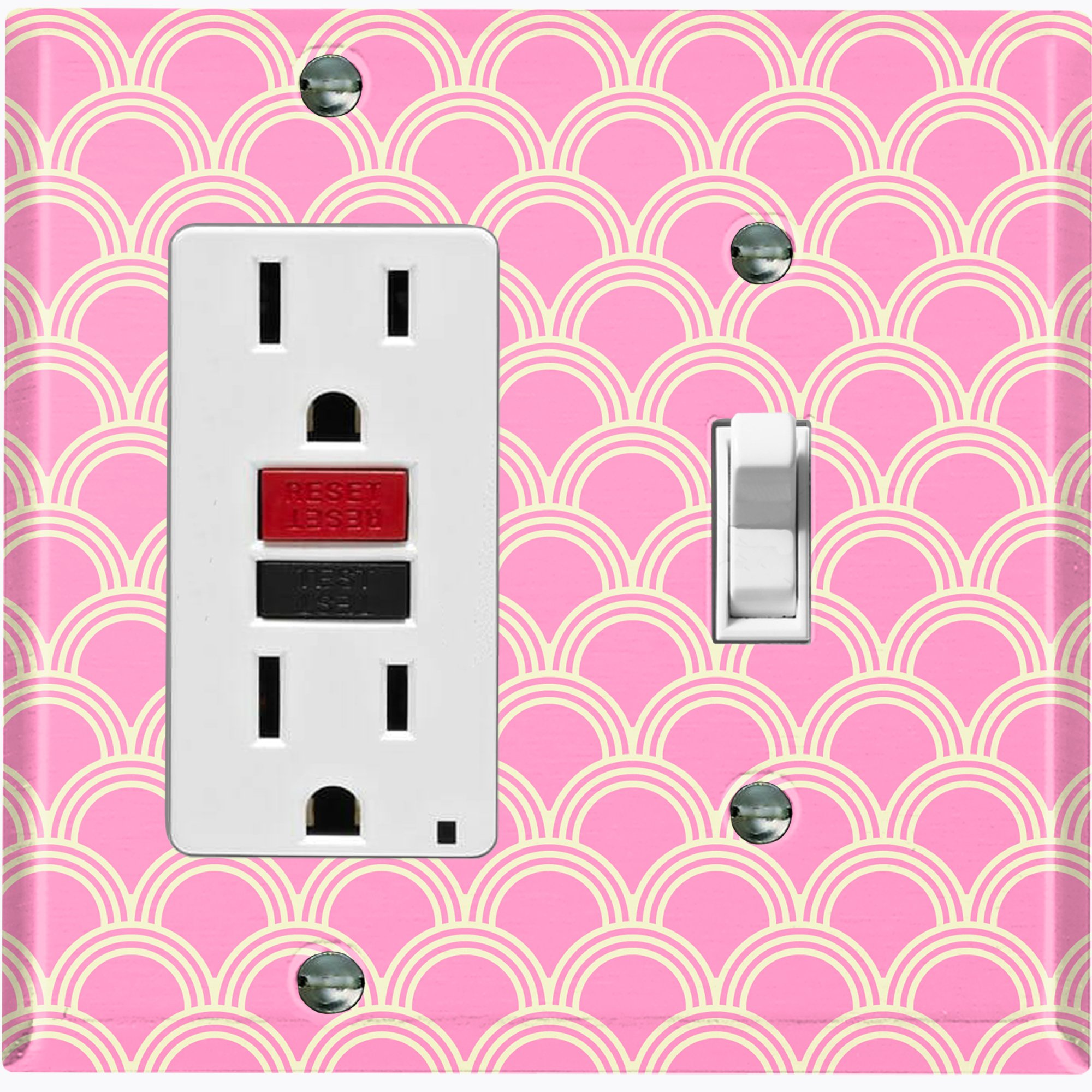Metal Light Switch Plate Cover Japanese Sea Wave Pattern Pink Wallpaper ...