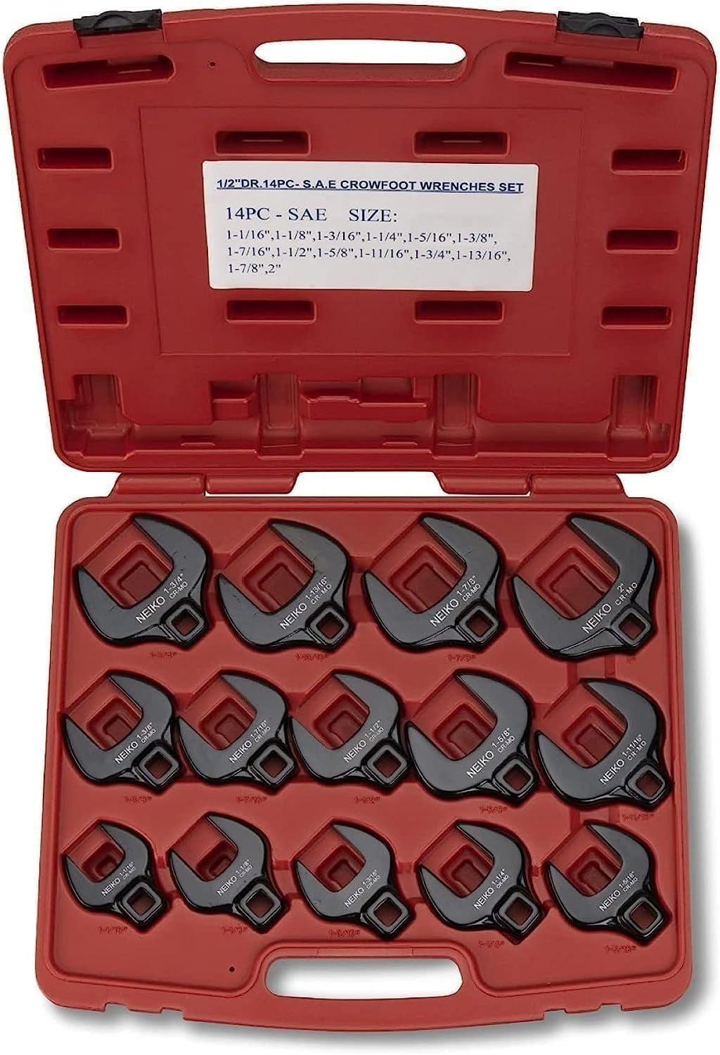 Juego de llaves Crowfoot Neiko 03325A, 1/2" Drive SAE, 14 piezas ...