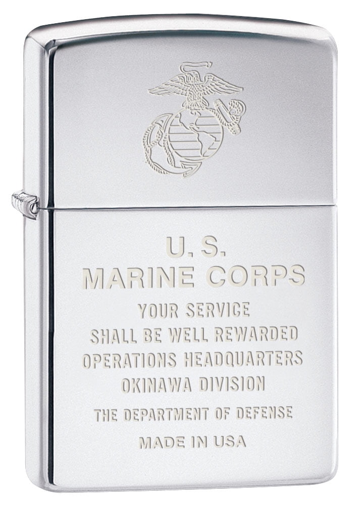 Zippo Lighter: Engraved USMC Marines Okinawa - High Polish Chrome 80391 ...