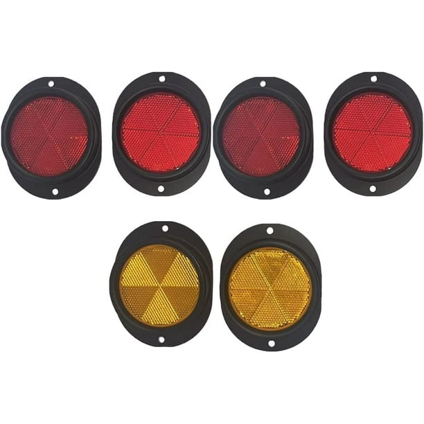 6 Military Vehicle Reflectors- 4 Red Lens, Amber Lens + Black Body ...