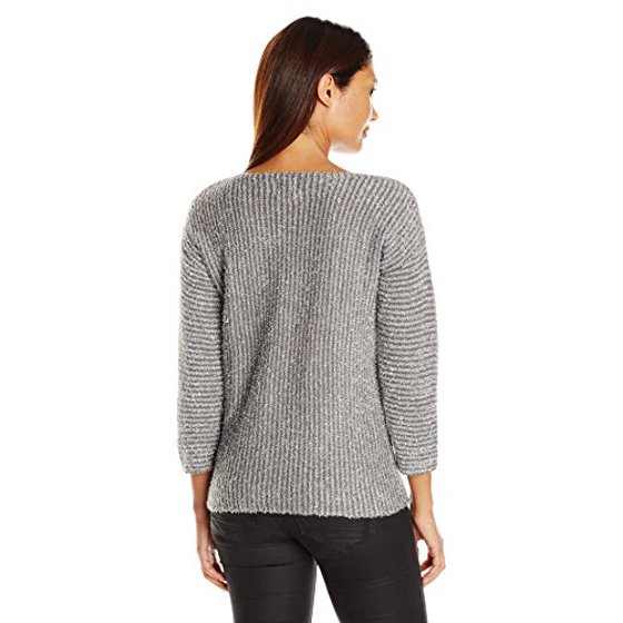 Ruby Rd Ruby Rd Womens Ballet Neck Embellished Metallic Pullover