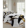 4 Piece Duvet Cover Set Twin, Abstract Black Gold White Lines Art Soft ...