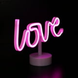 EZ-Illuminations Indoor Battery Operated Pink LED Neon-Style Love Light ...