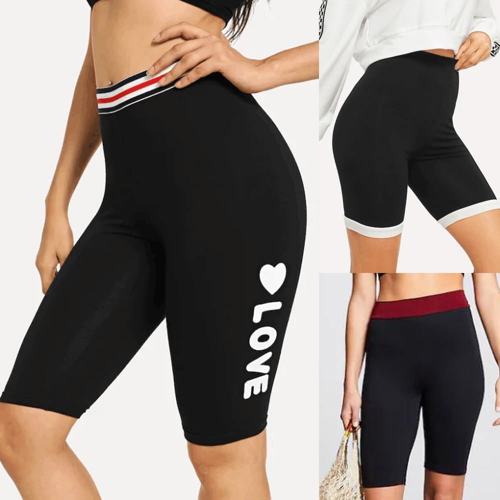 Women Fitness Sports Shorts High Elastic Waist Patchwork Running Gym ...