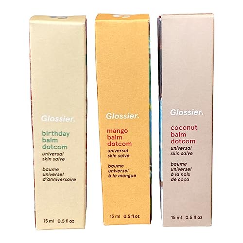Glossier Balm Dotcom Trio Mango, Birthday, Coconut Size: 0.5 fl oz / 15 ...