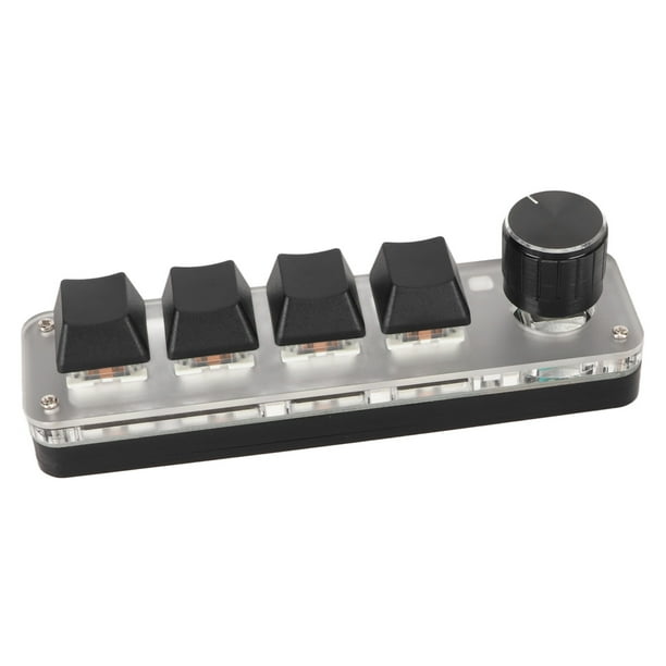 USB Mini 4 Key Keypad, PC Keypad DIY Programmable Blue Switch With Knob ...