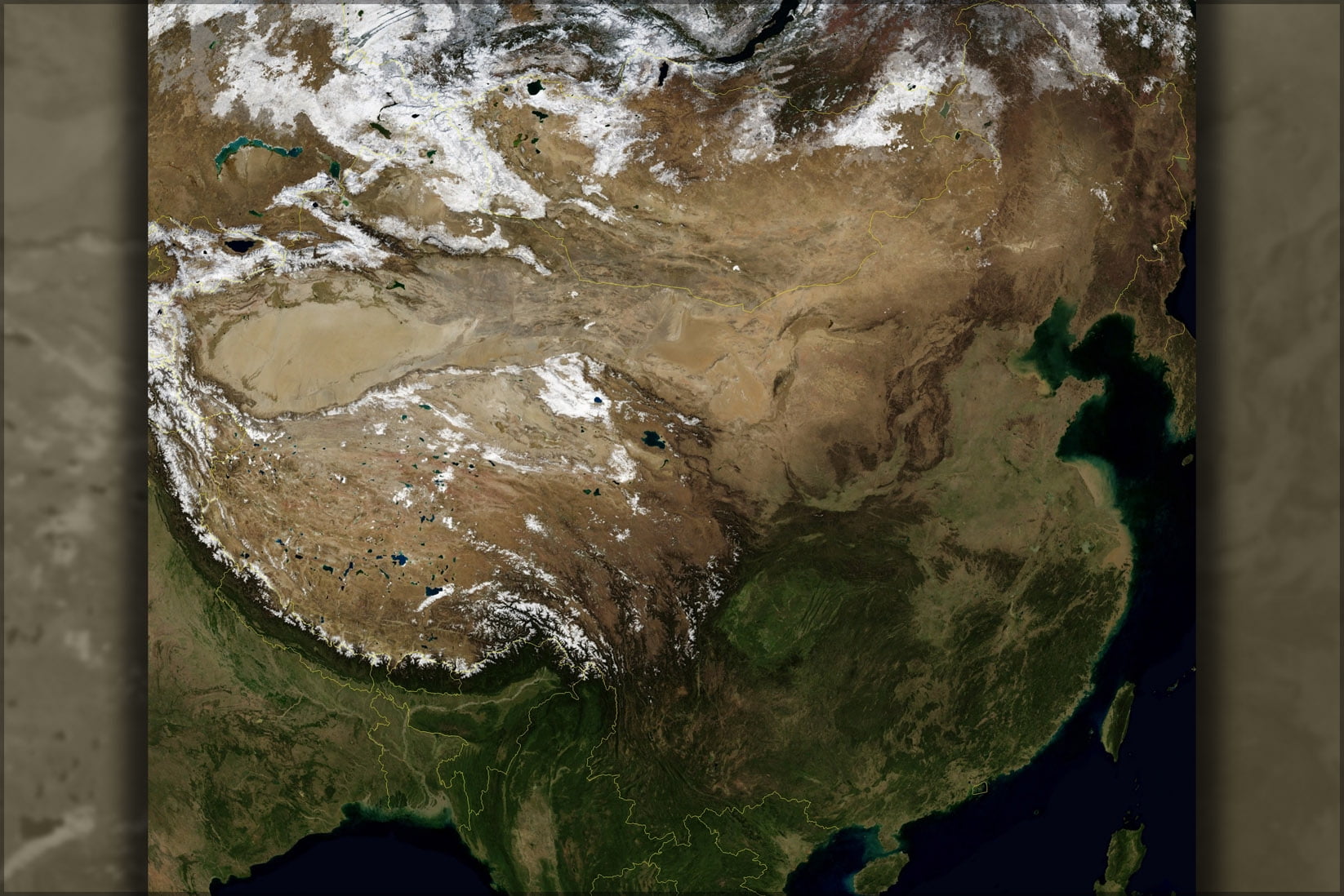 24"x36" Gallery Poster, Satellite image of China in November 2004 ...